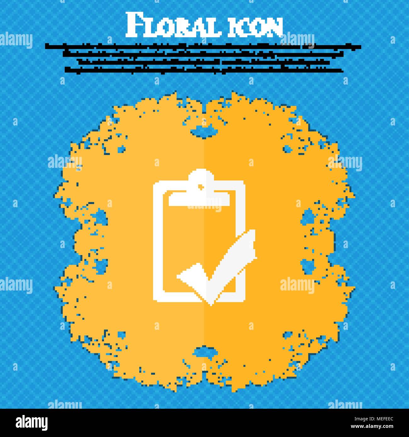 Document grammar control, Test, work complete icon. Floral flat design ...
