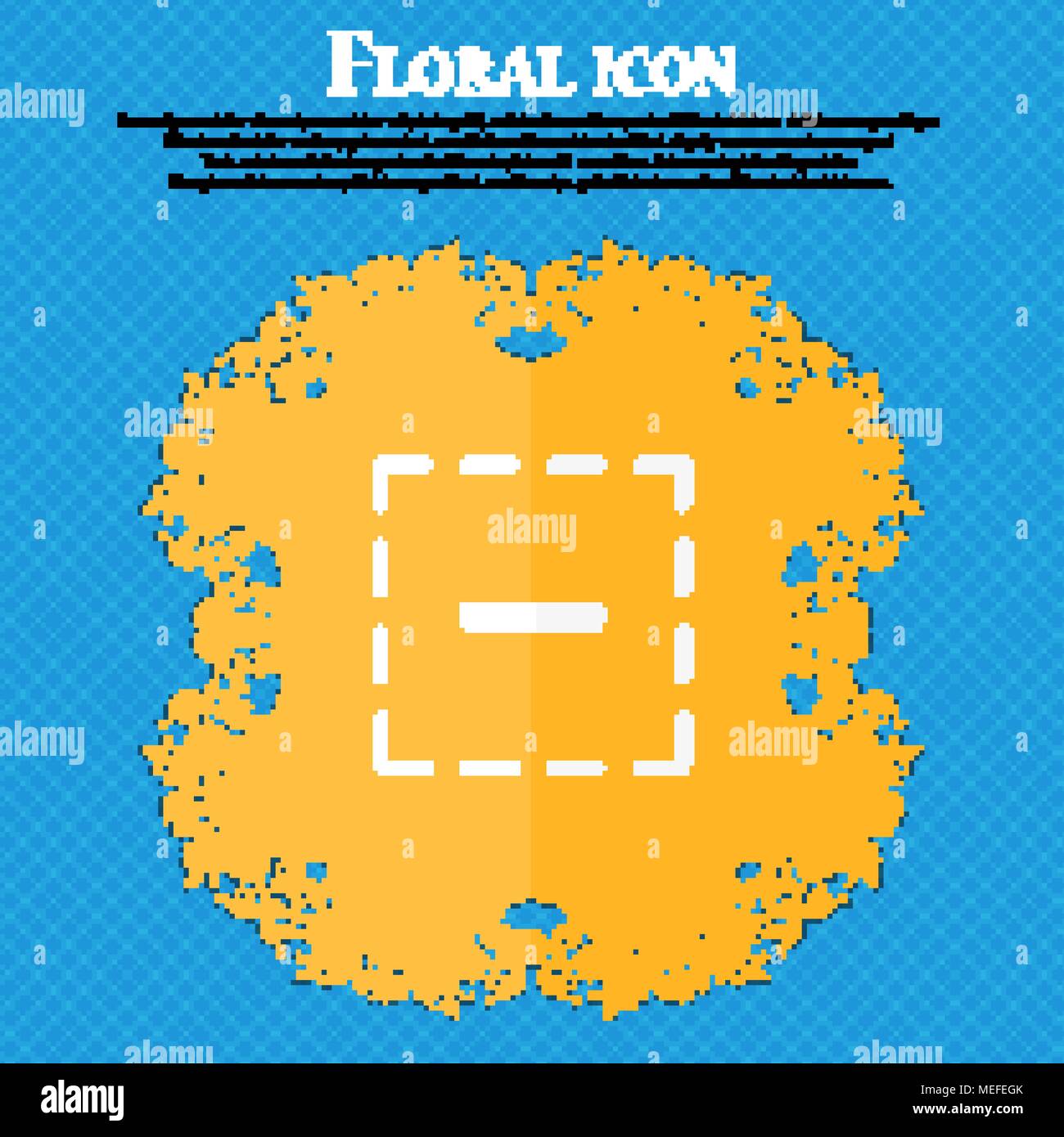 The minus in a square icon. Floral flat design on a blue abstract ...