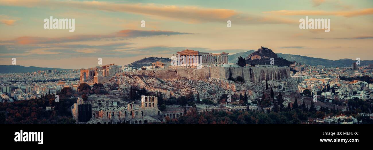 Athens skyline sunrise panorama viewed from mountain top, Greece Stock ...