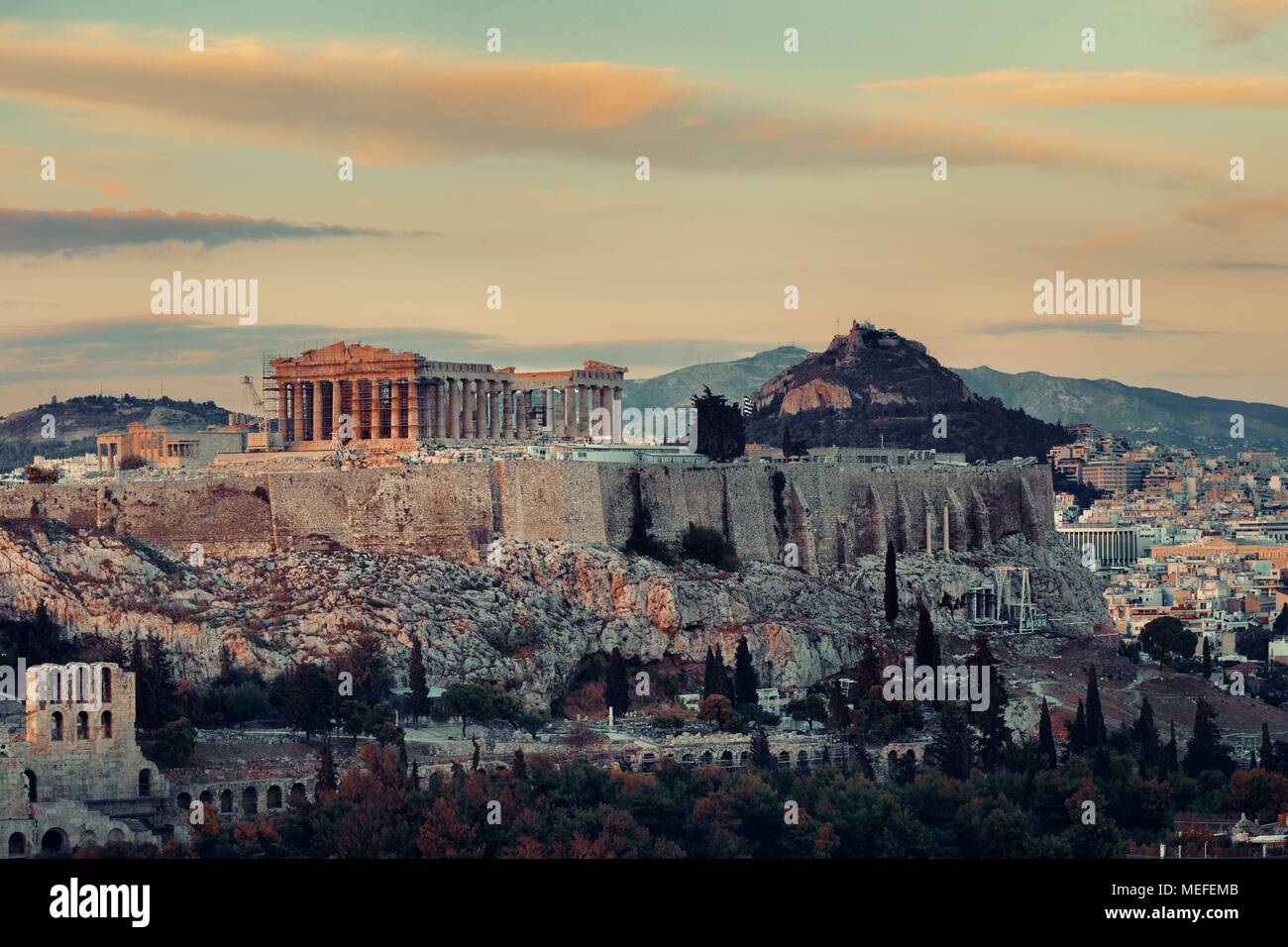Athens skyline sunrise viewed from mountain top, Greece Stock Photo - Alamy