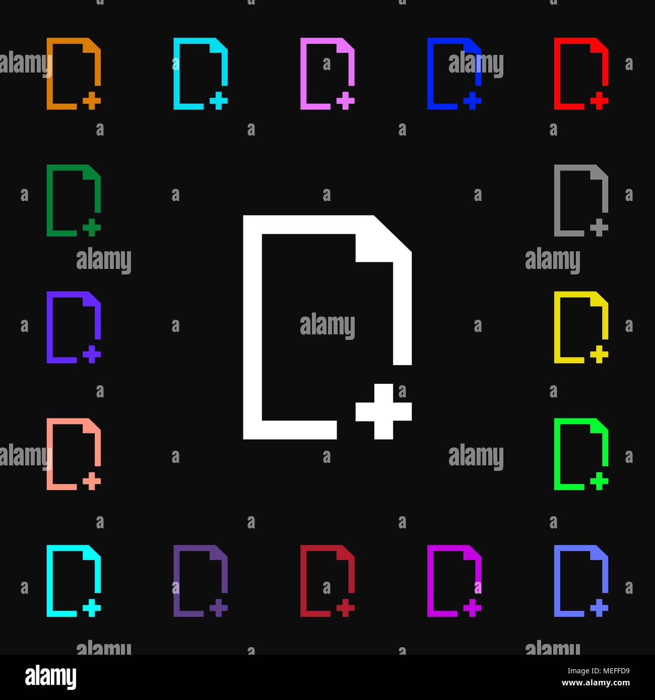 Add file icon sign. Lots of colorful symbols for your design. Vector ...