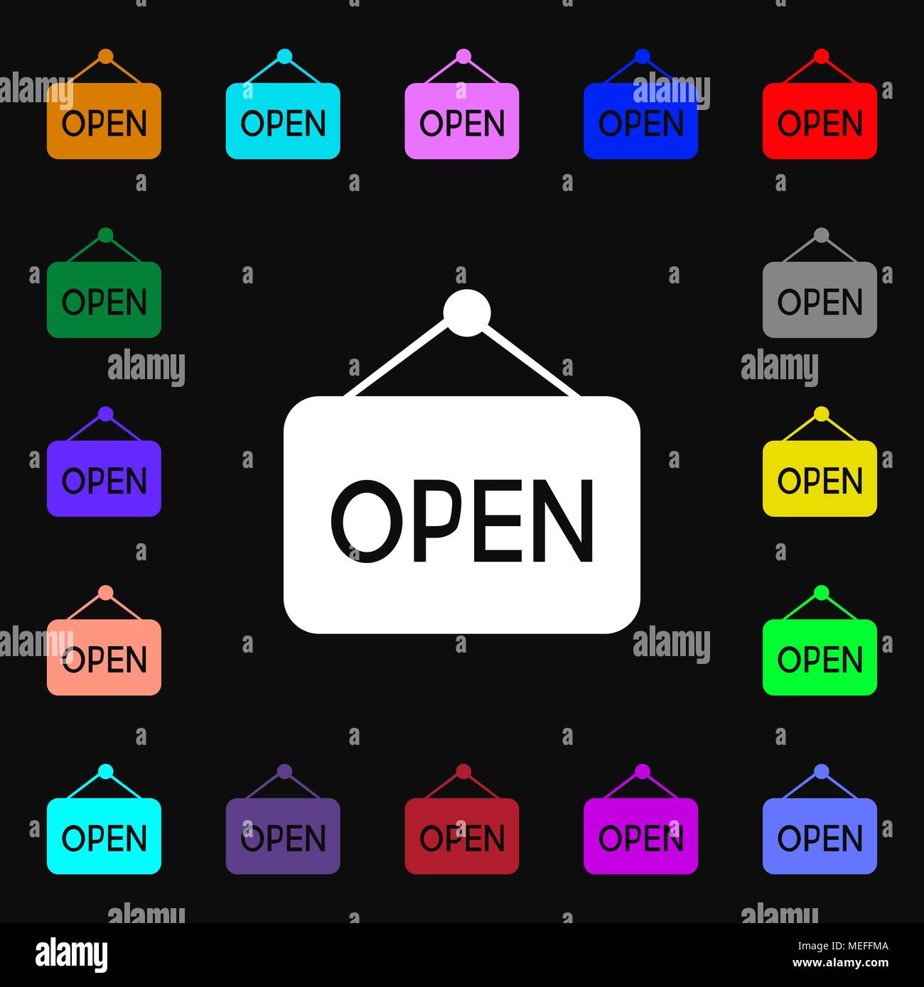 open icon sign. Lots of colorful symbols for your design. Vector ...