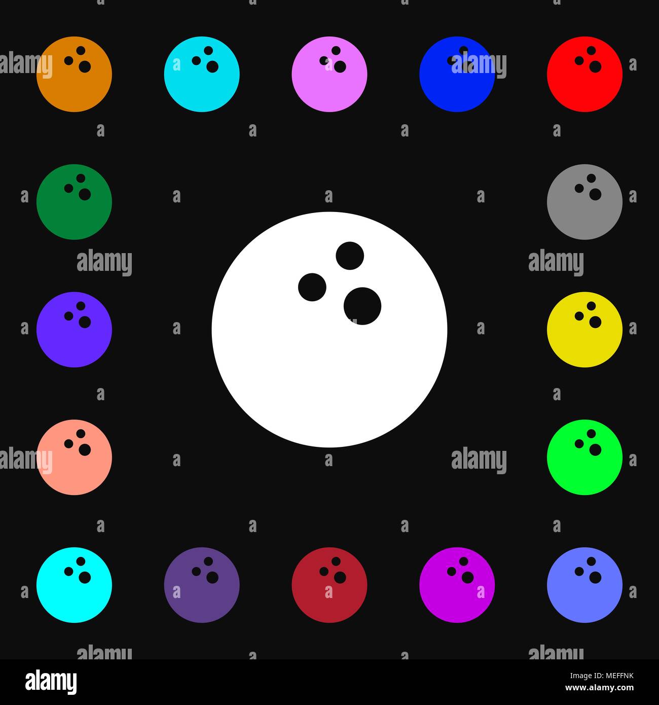 Bowling game, ball icon sign. Lots of colorful symbols for your design ...