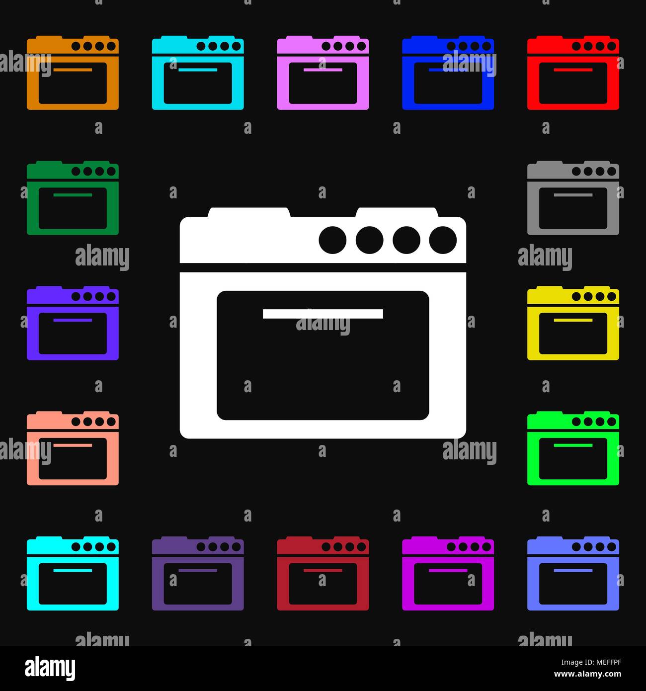 kitchen stove icon sign. Lots of colorful symbols for your design ...