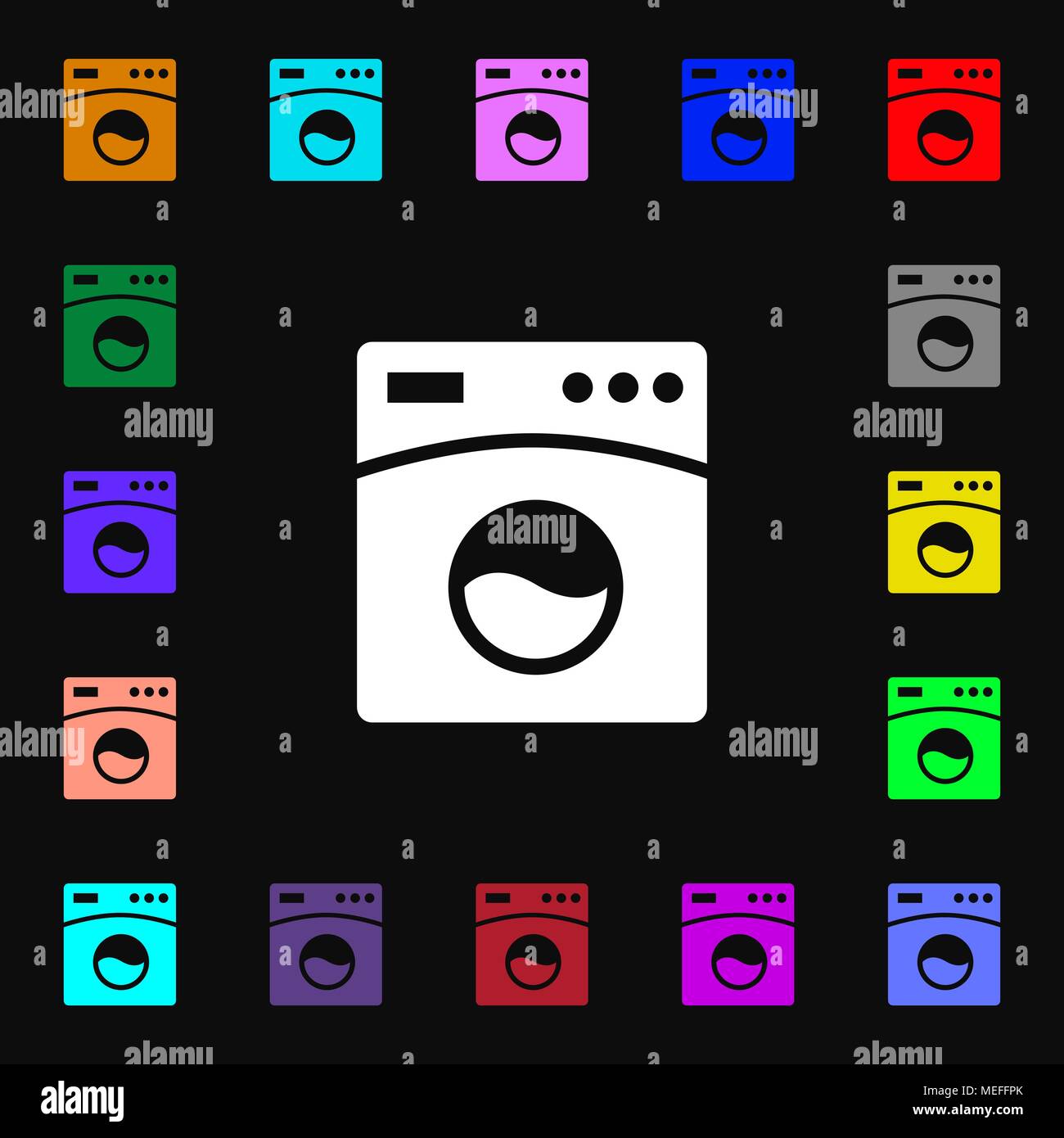 Washing machine icon sign. Lots of colorful symbols for your design ...