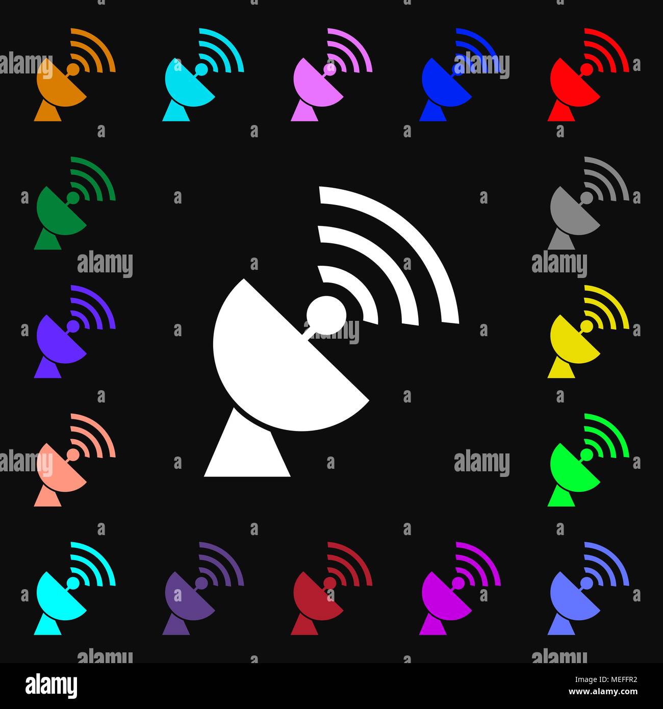 Satellite antenna icon sign. Lots of colorful symbols for your design ...