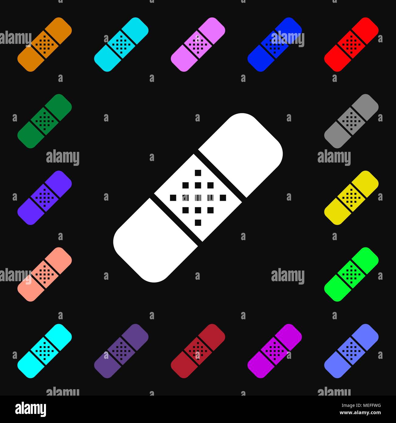 Plaster icon sign. Lots of colorful symbols for your design. Vector ...