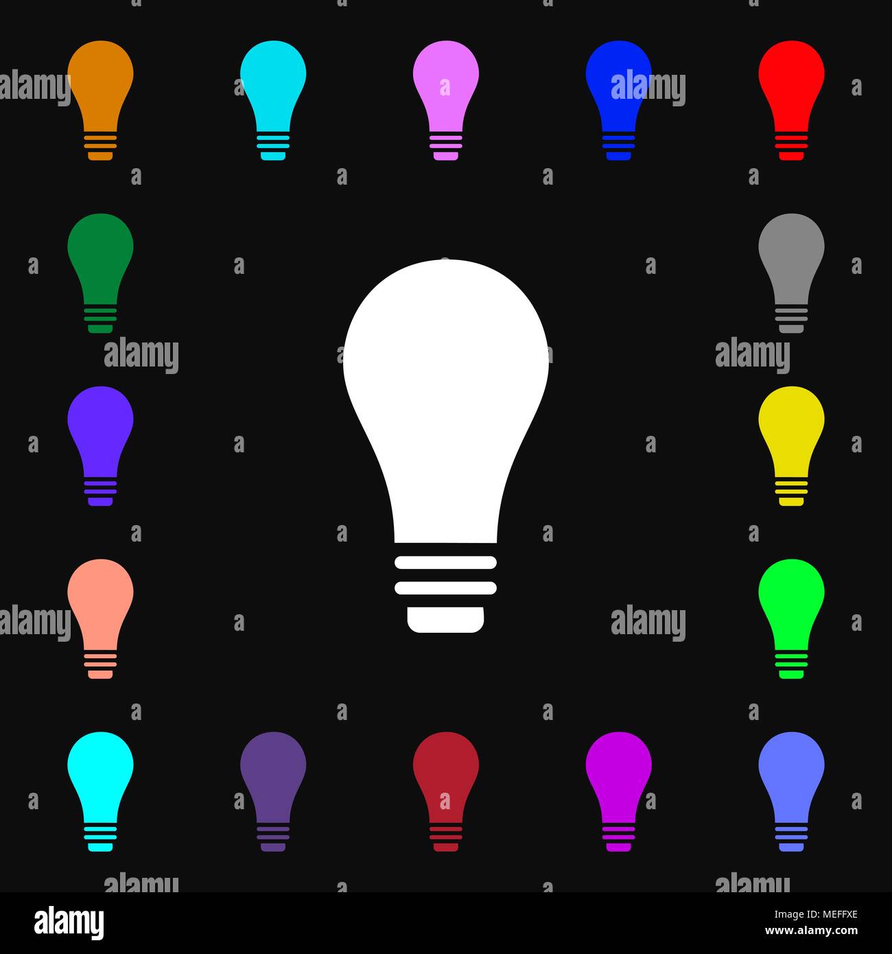 Light bulb icon sign. Lots of colorful symbols for your design. Vector ...