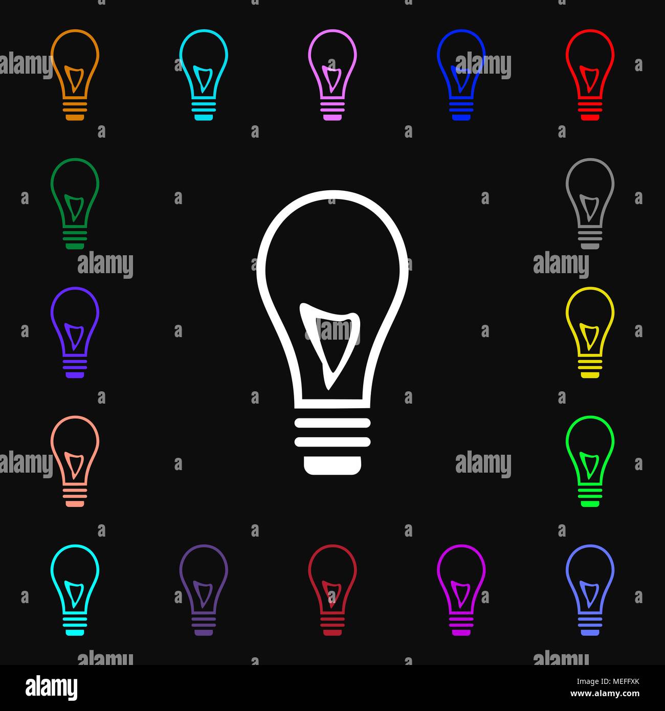 Light bulb icon sign. Lots of colorful symbols for your design. Vector ...