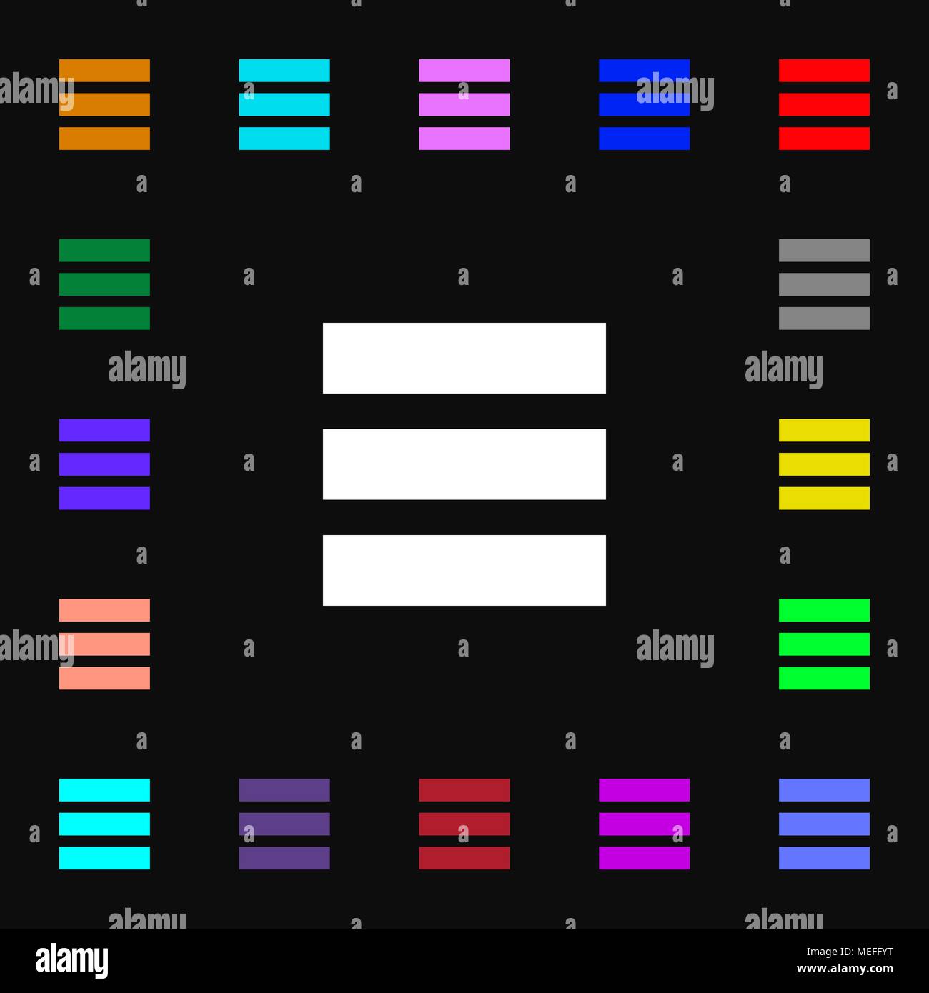 List menu, app icon sign. Lots of colorful symbols for your design ...
