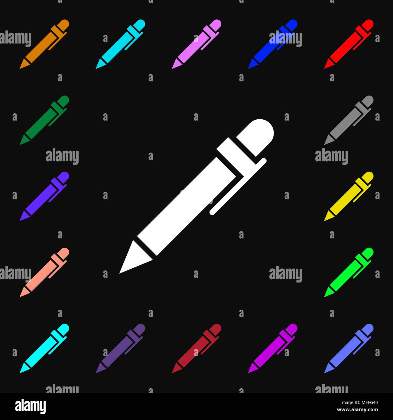 pen icon sign. Lots of colorful symbols for your design. Vector ...