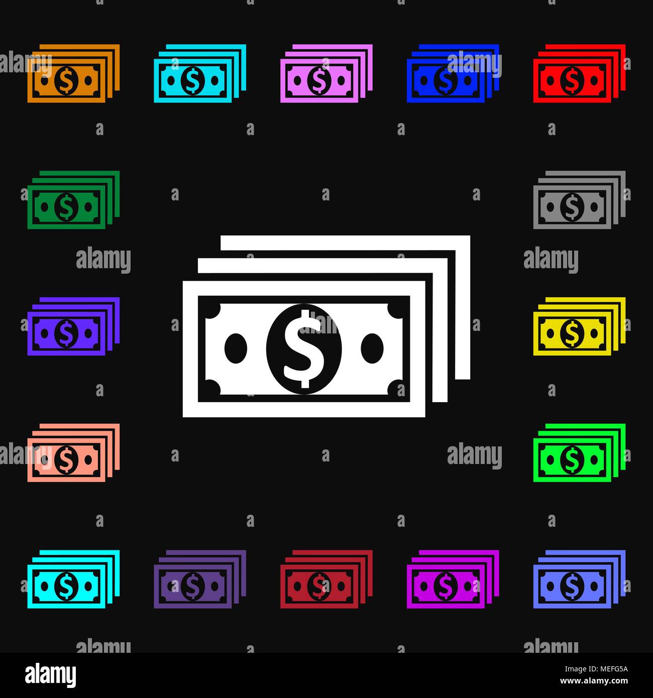 money, dollar icon sign. Lots of colorful symbols for your design ...