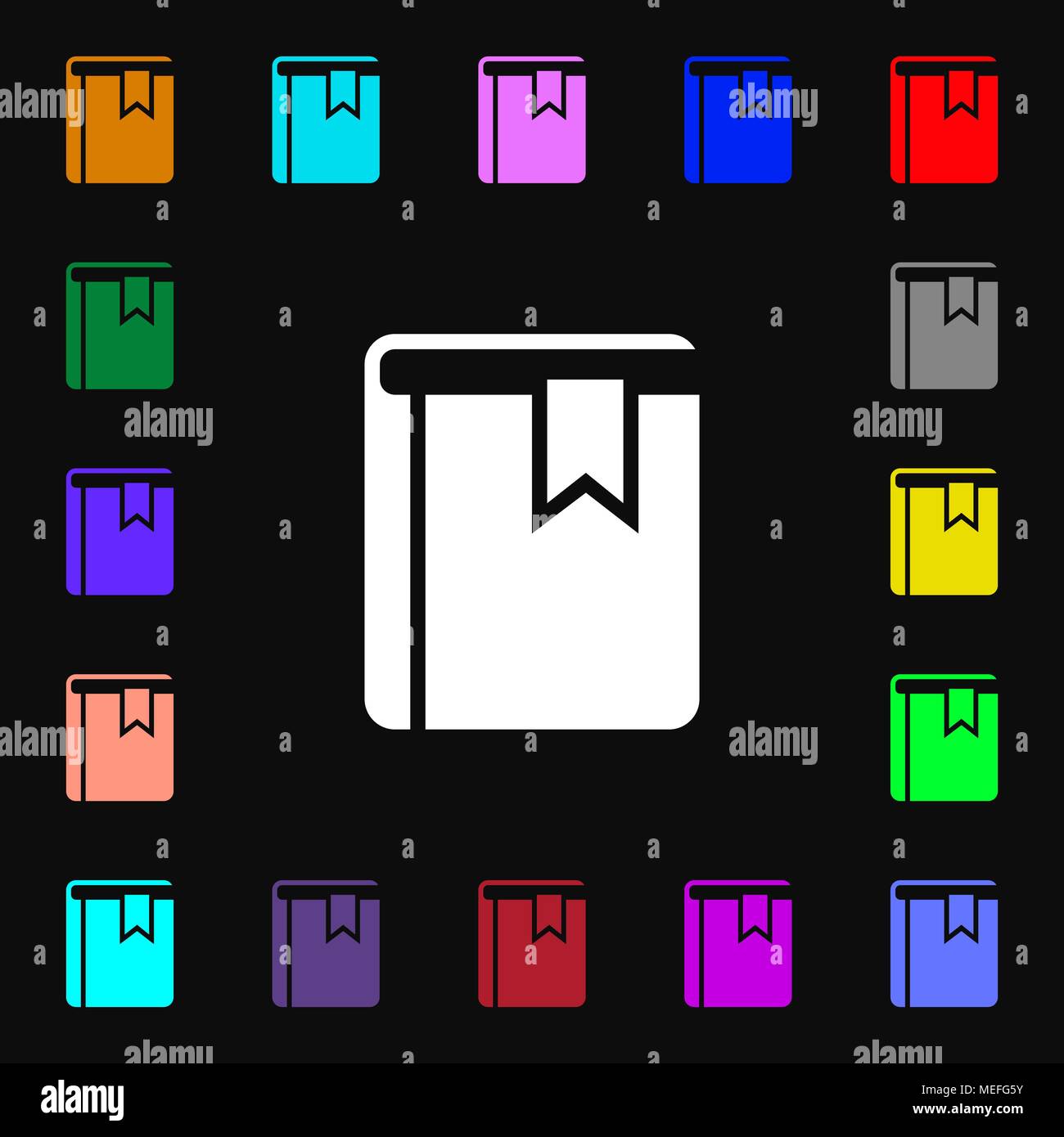 Book bookmark icon sign. Lots of colorful symbols for your design ...