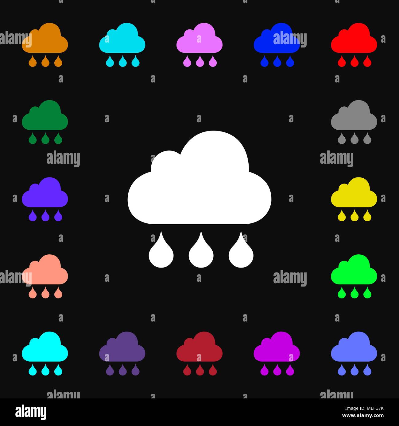 cloud rain icon sign. Lots of colorful symbols for your design. Vector ...