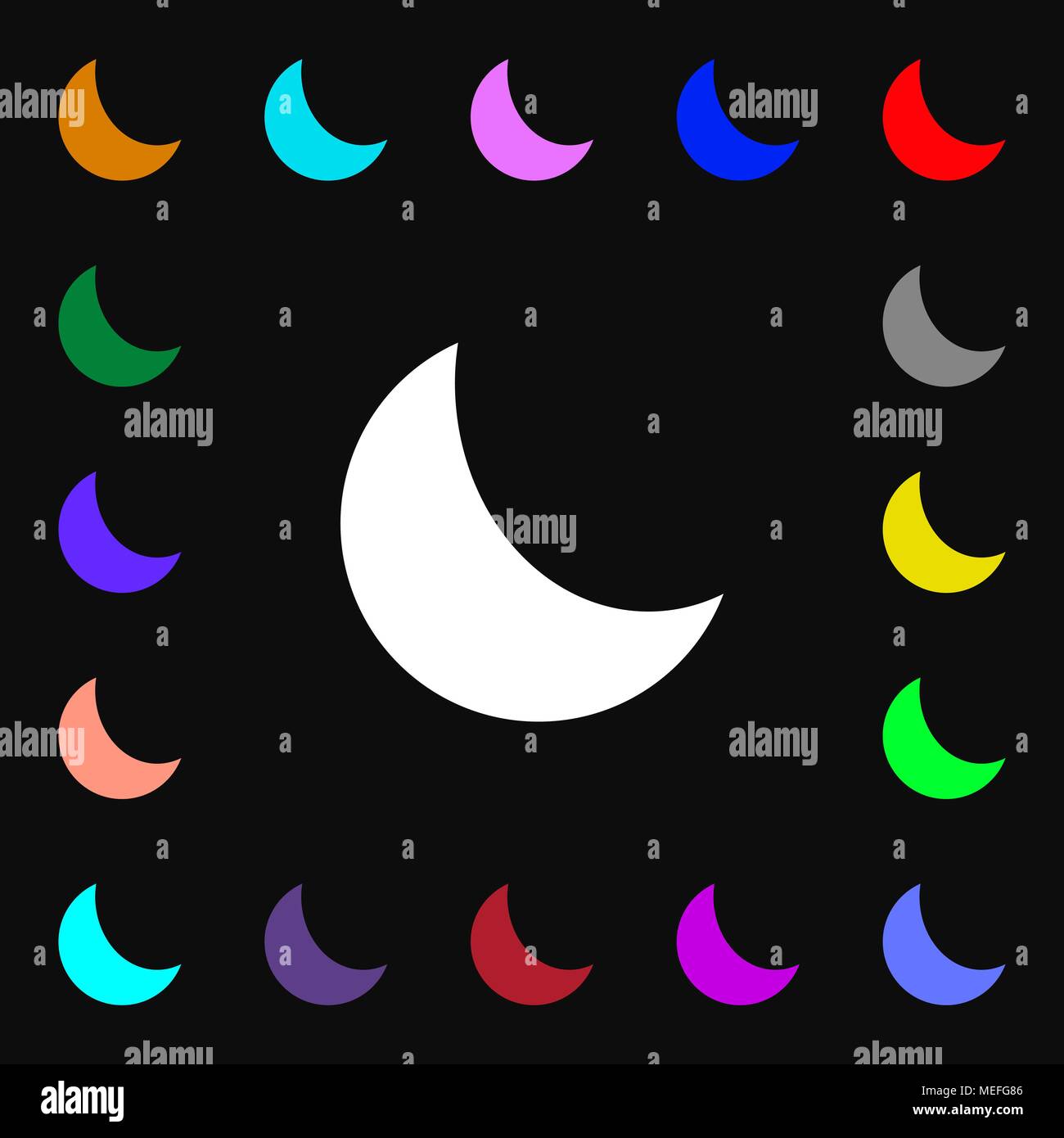 moon icon sign. Lots of colorful symbols for your design. Vector ...
