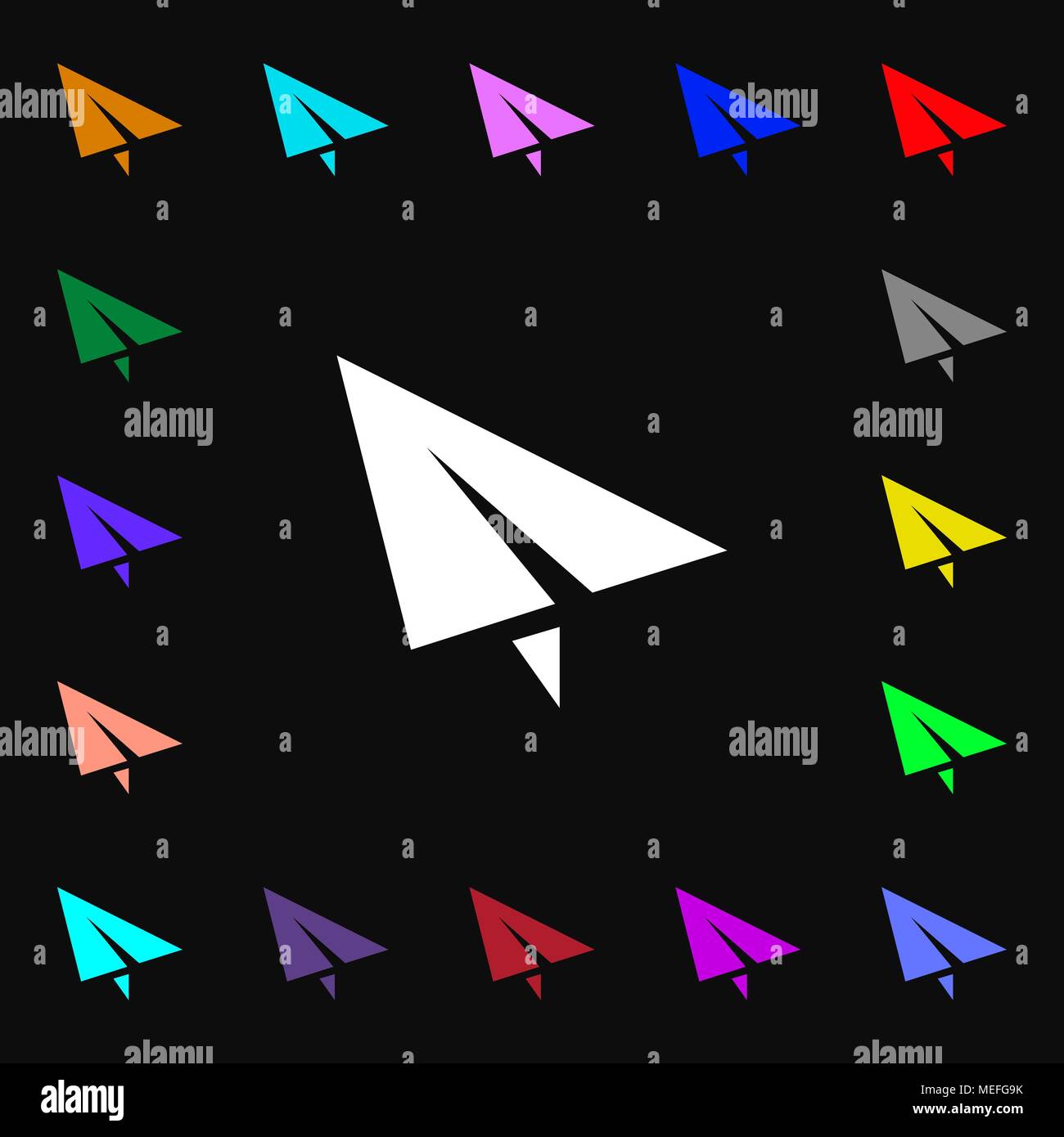 Paper airplane icon sign. Lots of colorful symbols for your design ...