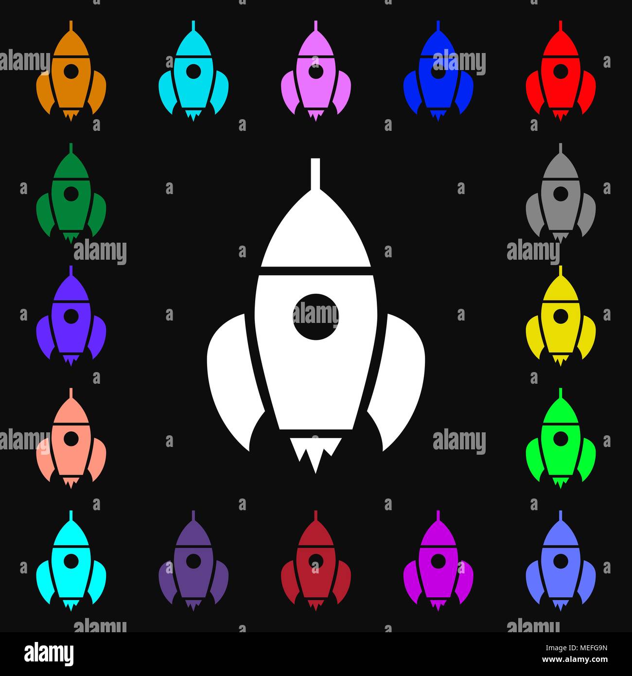 Rocket icon sign. Lots of colorful symbols for your design. Vector ...