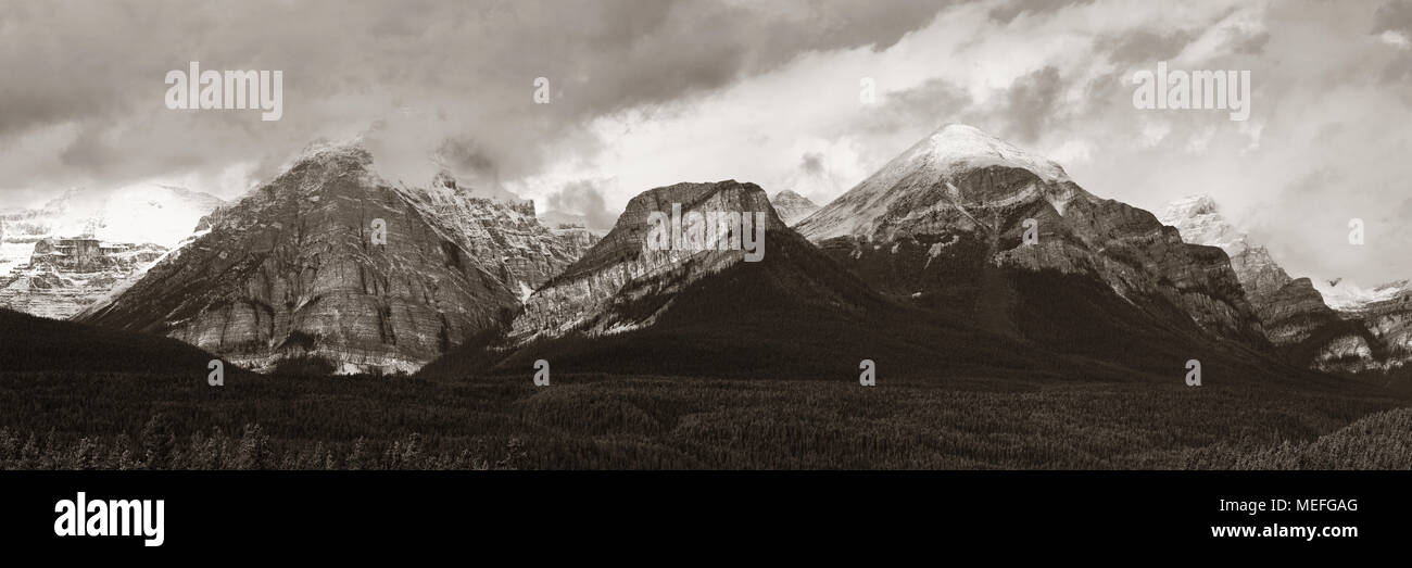 Landscape panorama of Banff National Park in Canada with snow capped ...