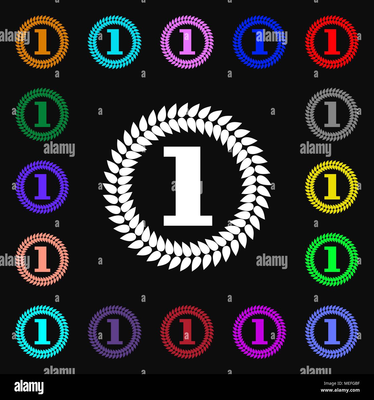 Medal, award, first icon sign. Lots of colorful symbols for your design ...