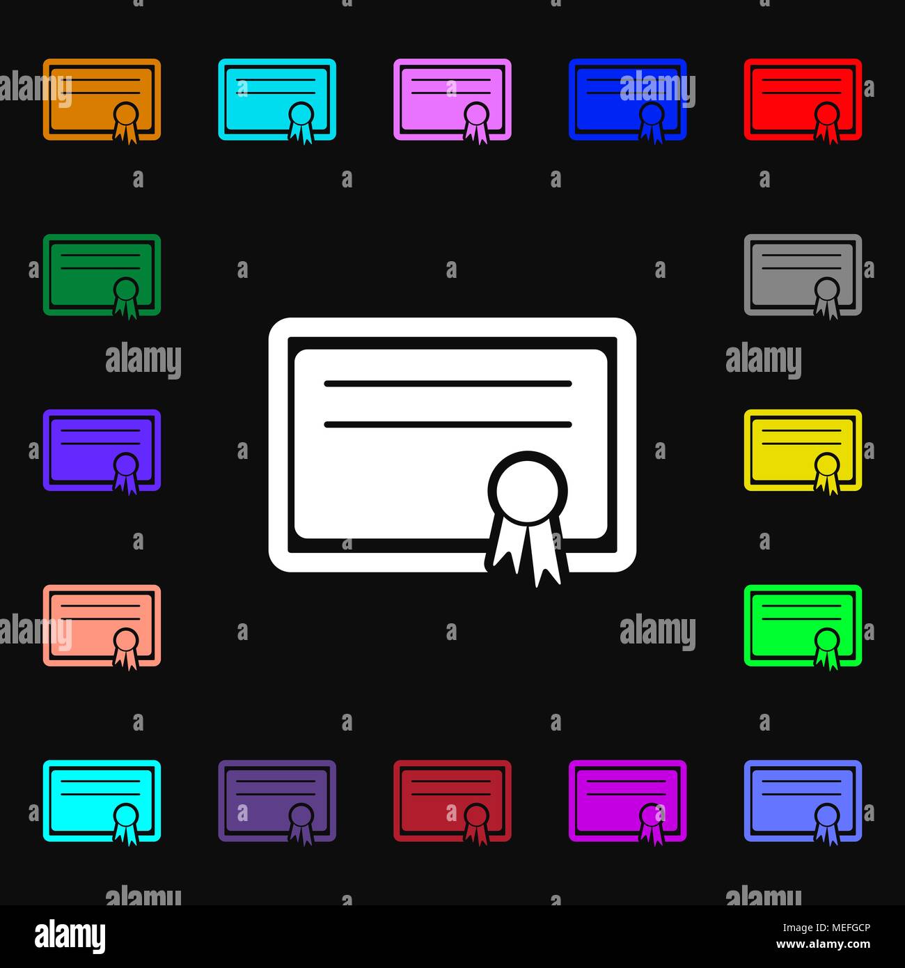 Certificate icon sign. Lots of colorful symbols for your design. Vector ...