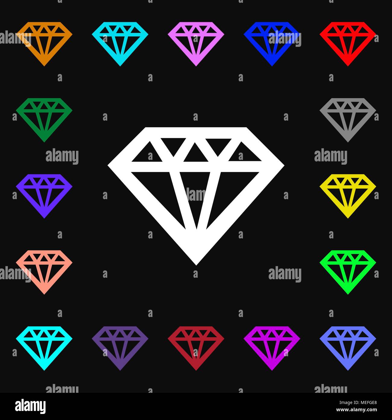 Diamond icon sign. Lots of colorful symbols for your design. Vector ...