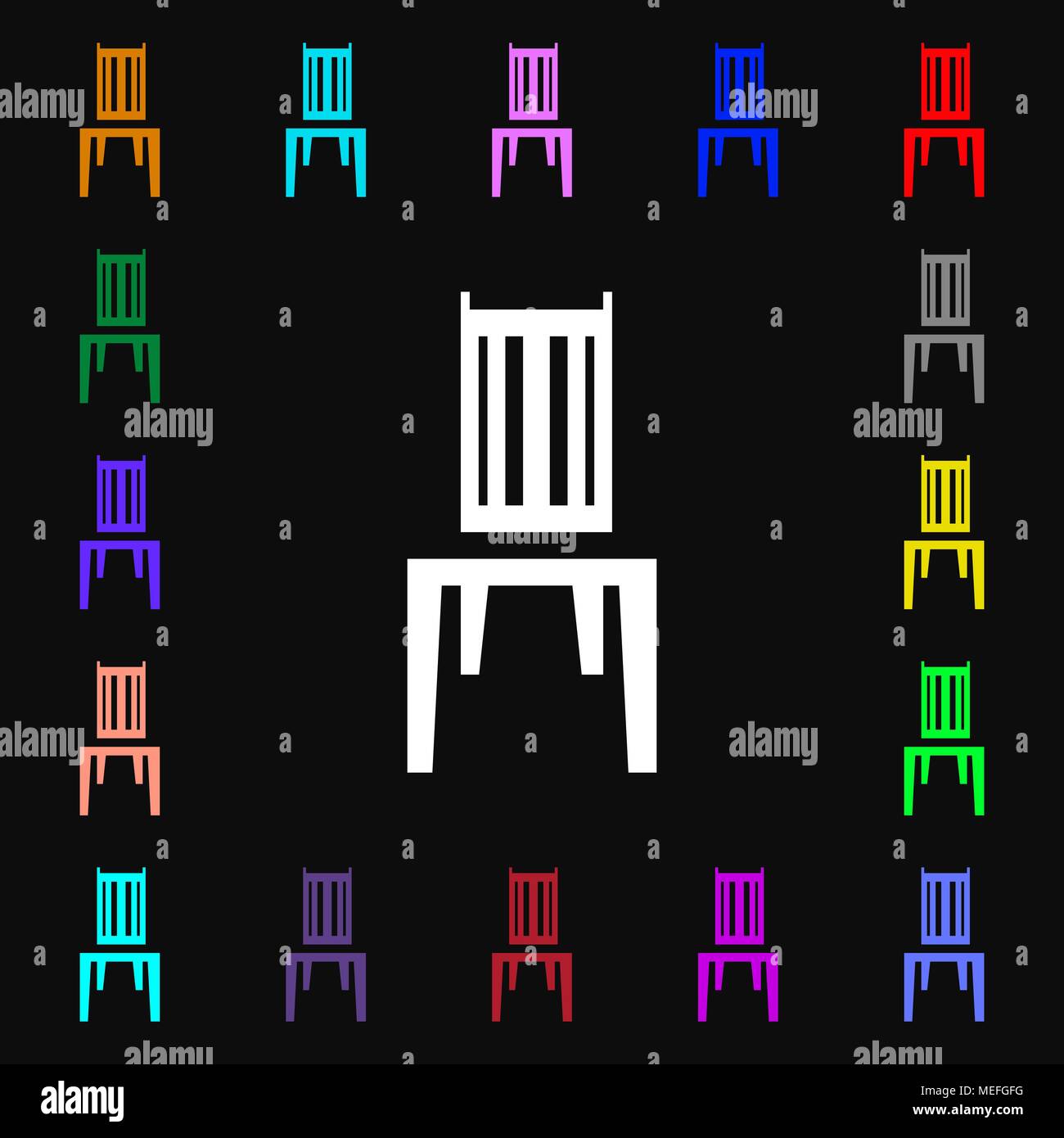 chair icon sign. Lots of colorful symbols for your design. Vector ...