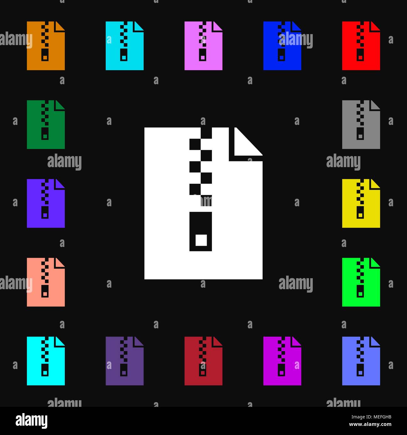 computer zip folder, archive icon sign. Lots of colorful symbols for ...