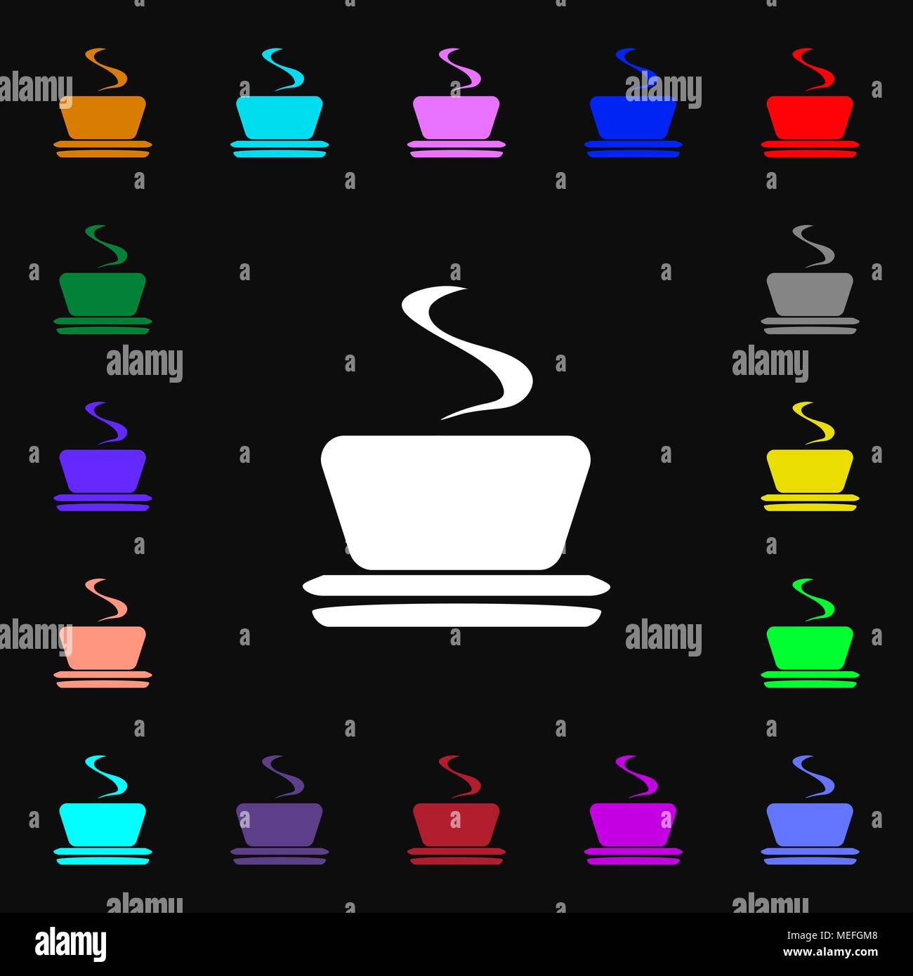 coffee, tea icon sign. Lots of colorful symbols for your design. Vector ...