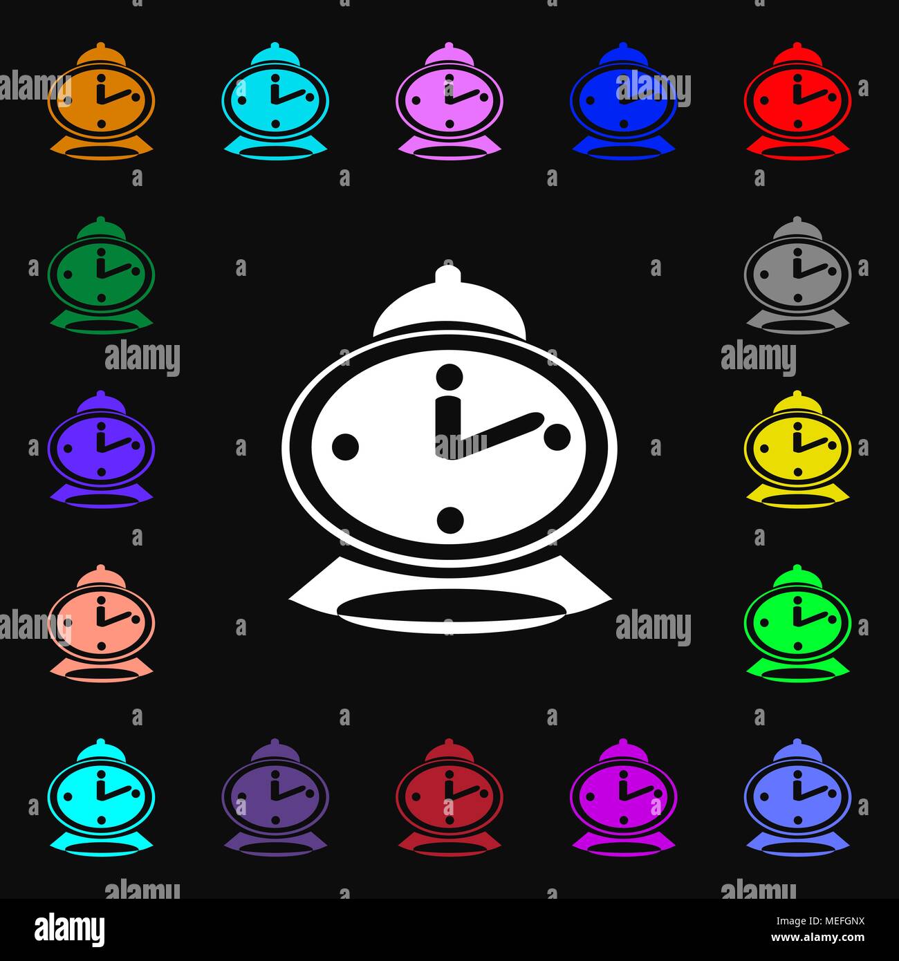 alarm clock icon sign. Lots of colorful symbols for your design. Vector ...