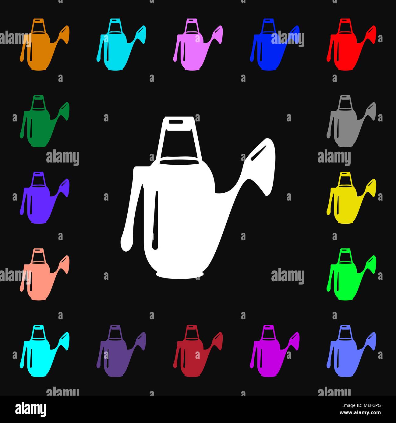 Watering can icon sign. Lots of colorful symbols for your design ...