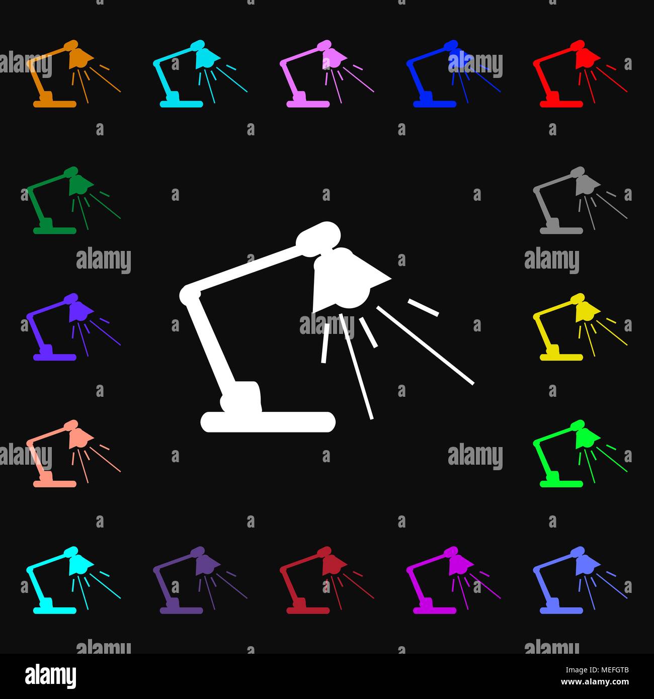 Reading-lamp icon sign. Lots of colorful symbols for your design ...