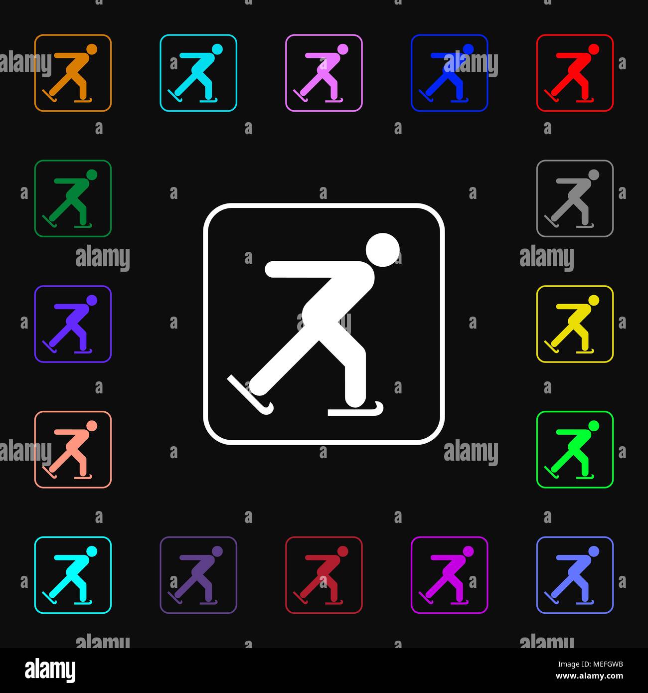 Ice skating icon sign. Lots of colorful symbols for your design. Vector ...