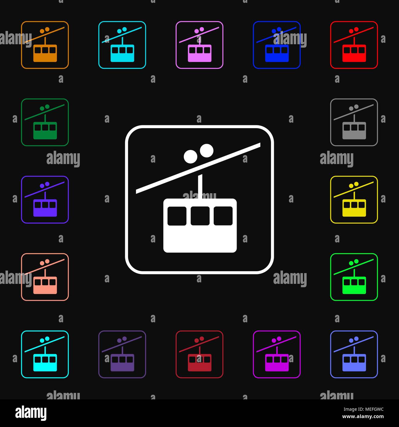 cable car line icon sign. Lots of colorful symbols for your design ...