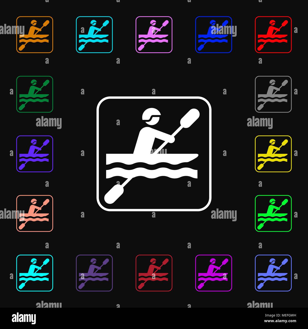 canoeing icon sign. Lots of colorful symbols for your design. Vector ...