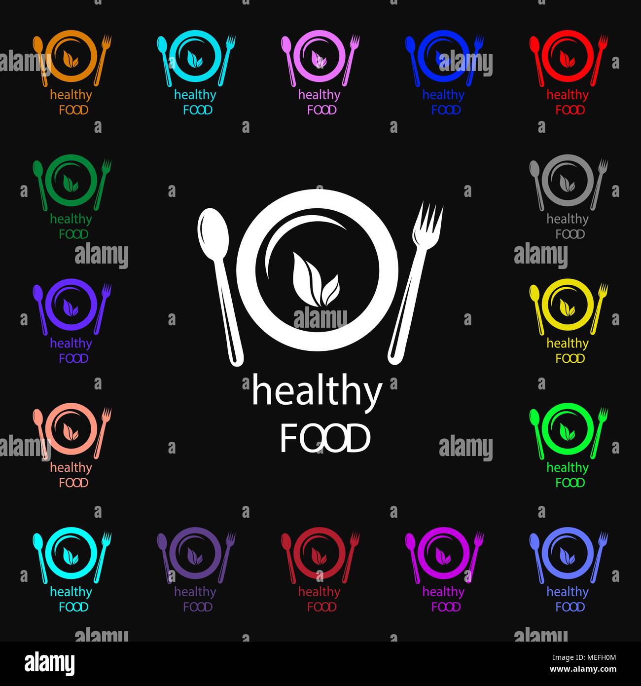 healthy food concept icon sign. Lots of colorful symbols for your ...