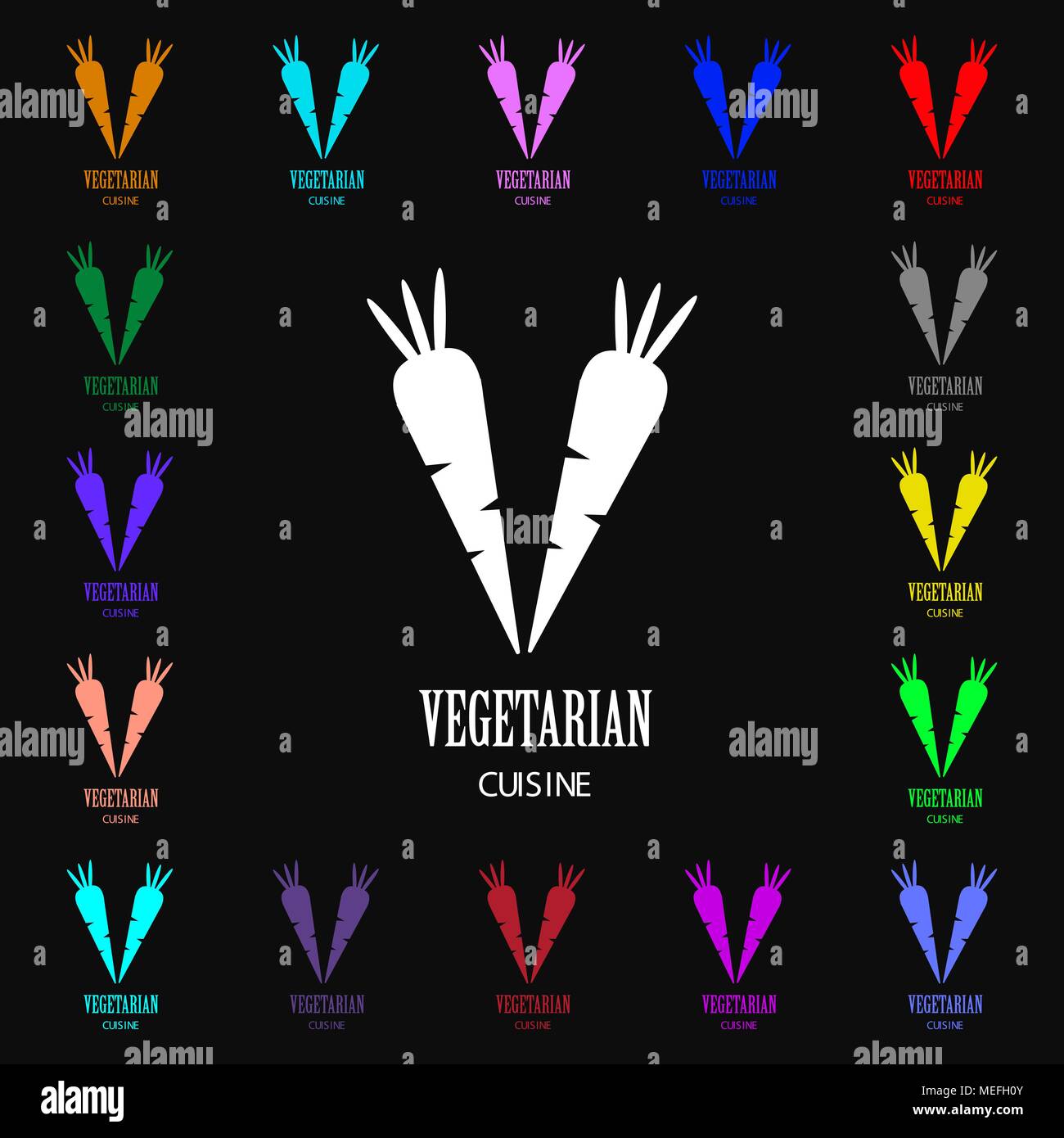 vegetarian cuisine icon sign. Lots of colorful symbols for your design ...