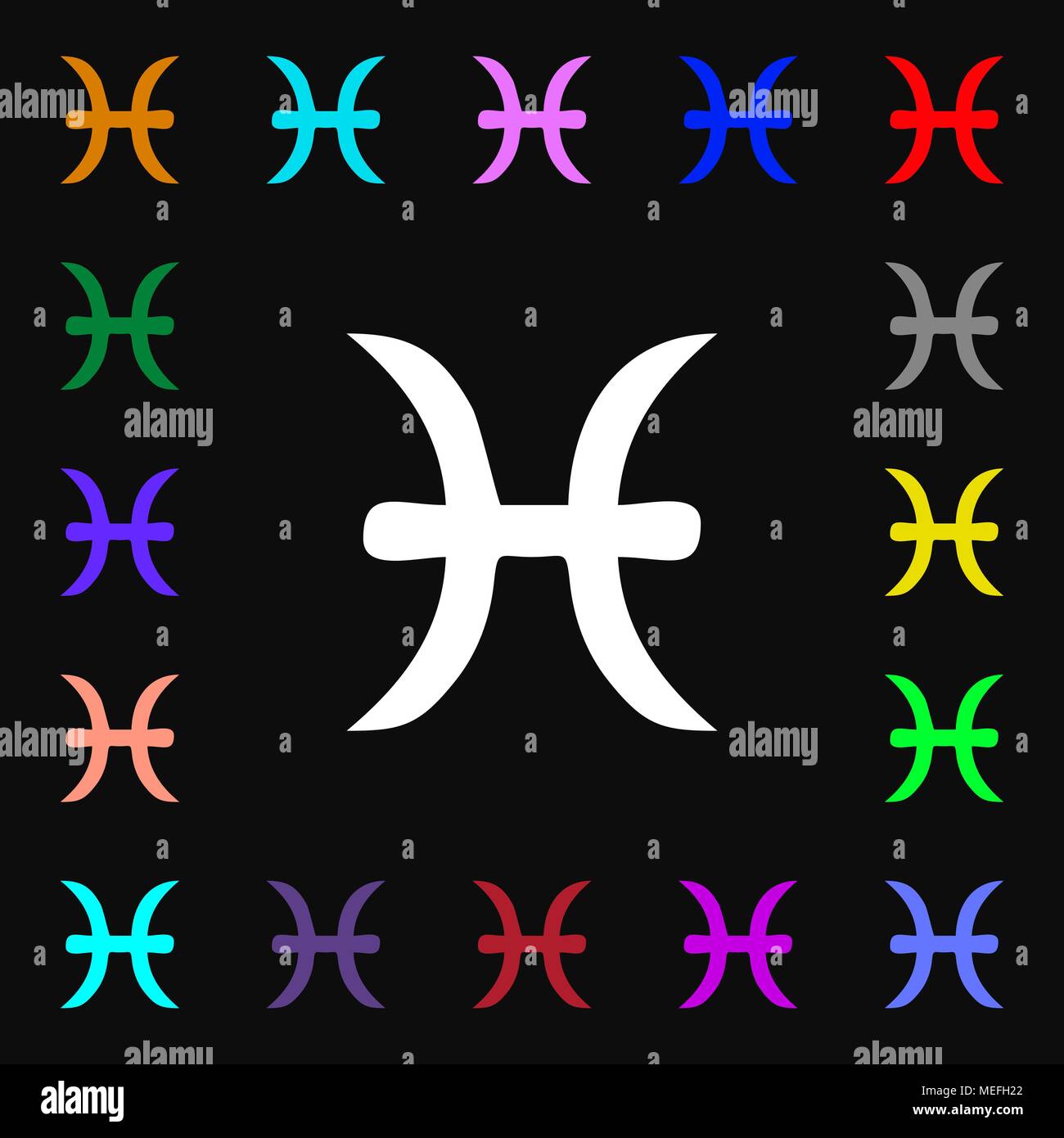 Pisces zodiac sign icon sign. Lots of colorful symbols for your design ...