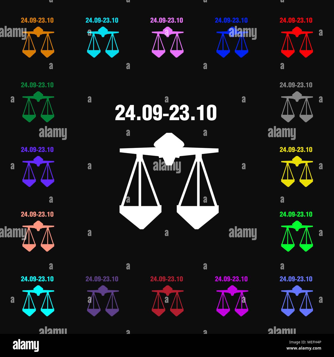 Decorative Zodiac Libra icon sign. Lots of colorful symbols for your ...