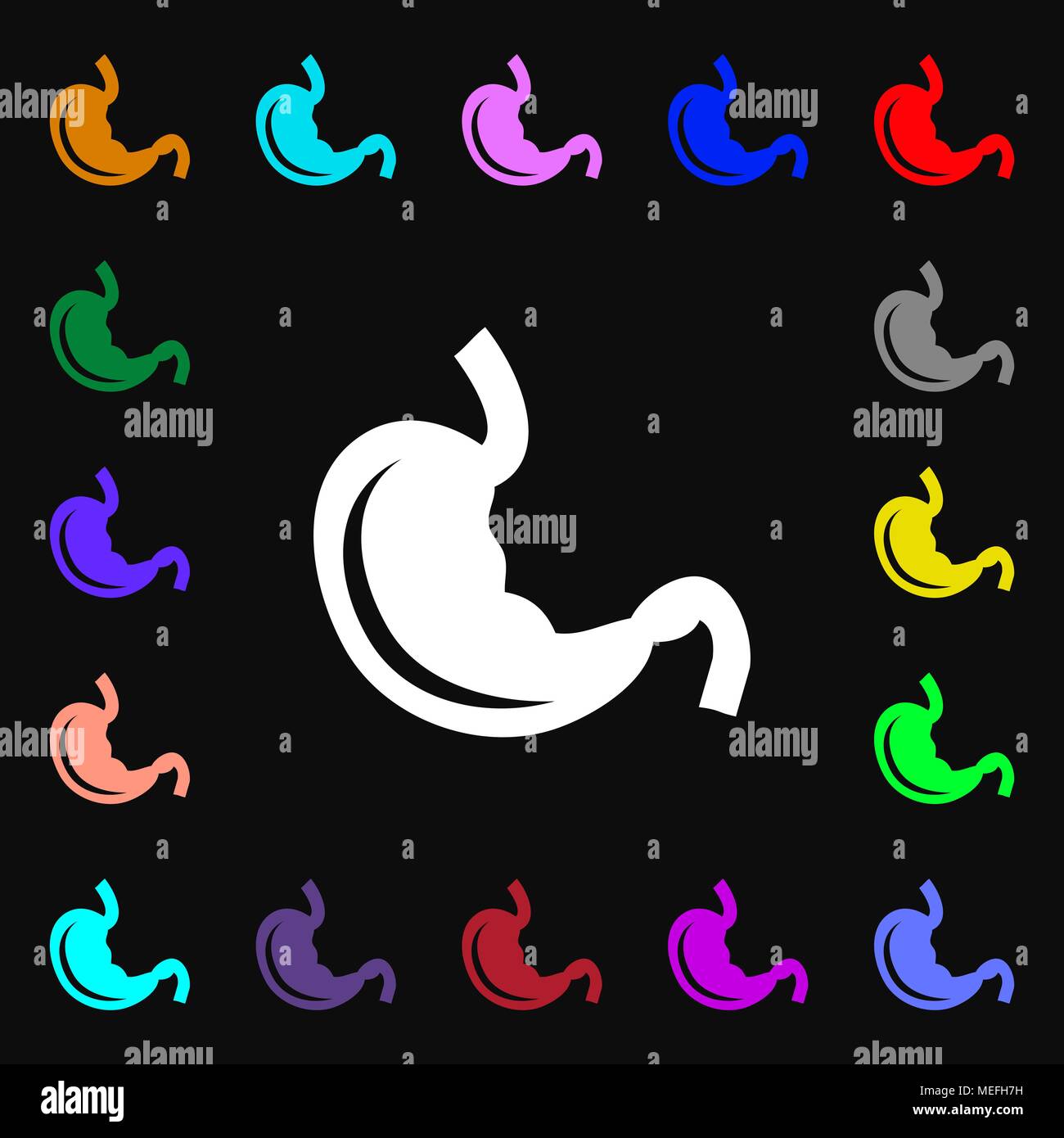 Stomach icon sign. Lots of colorful symbols for your design. Vector ...