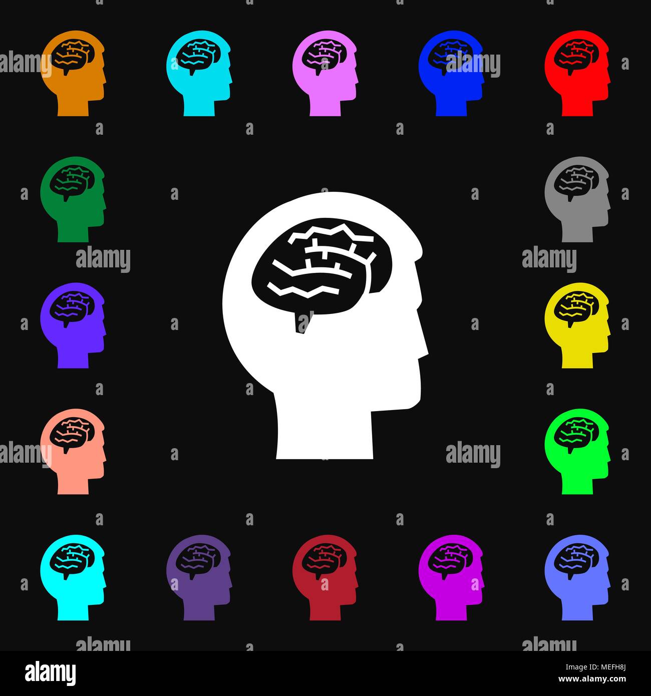 Brain icon sign. Lots of colorful symbols for your design. Vector ...