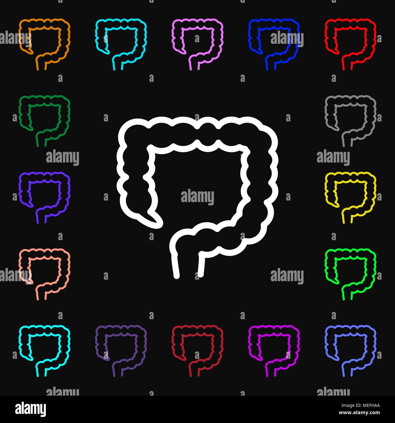 large intestine icon sign. Lots of colorful symbols for your design ...