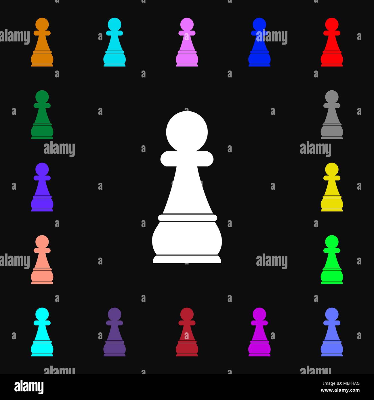 Chess Pawn icon sign. Lots of colorful symbols for your design. Vector ...