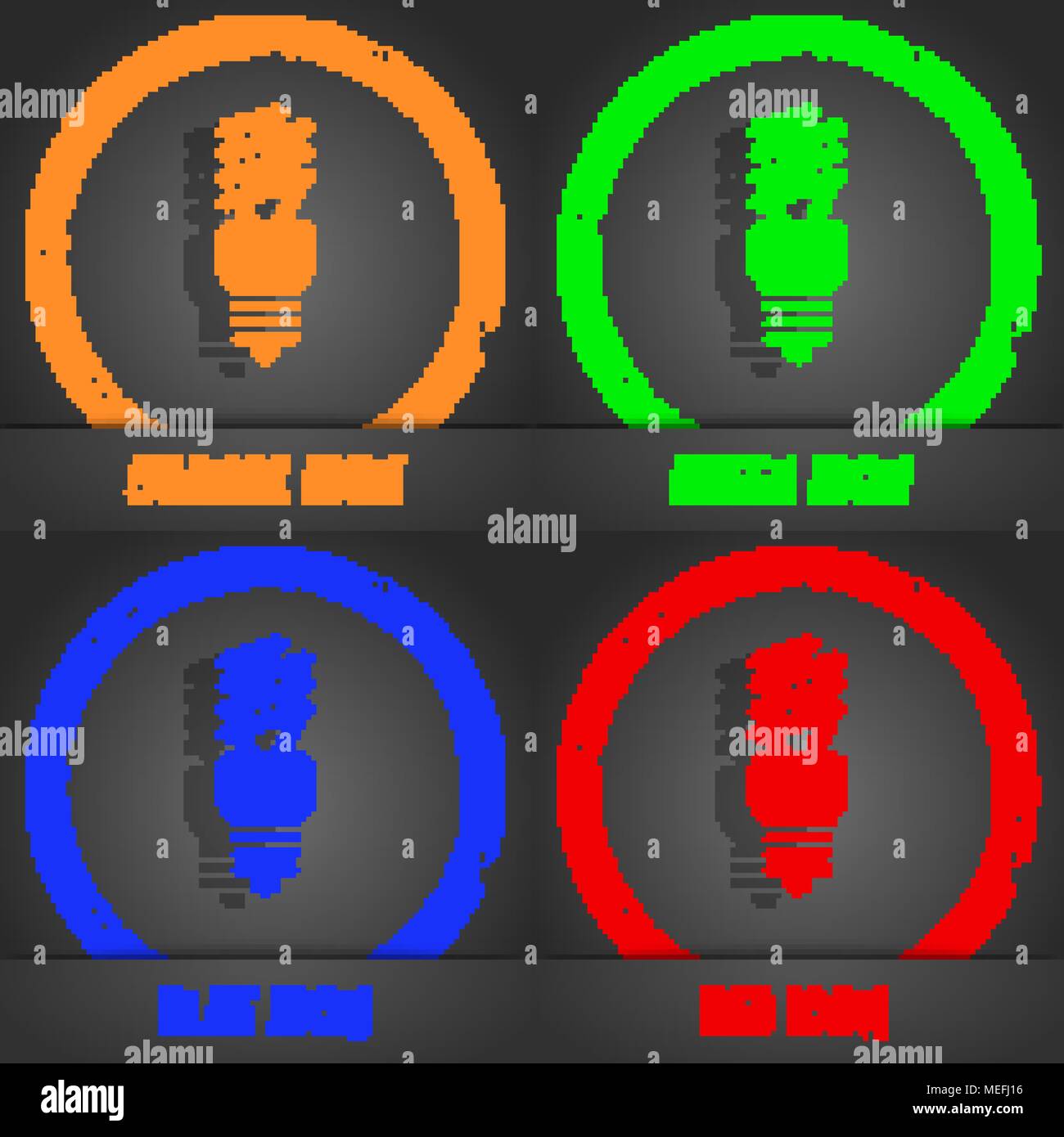 fluorescent lamp icon. Fashionable modern style. In the orange, green ...