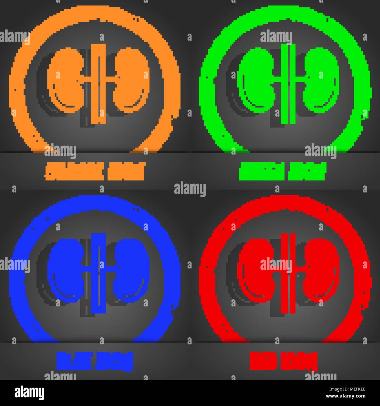 Kidneys icon. Fashionable modern style. In the orange, green, blue, red ...