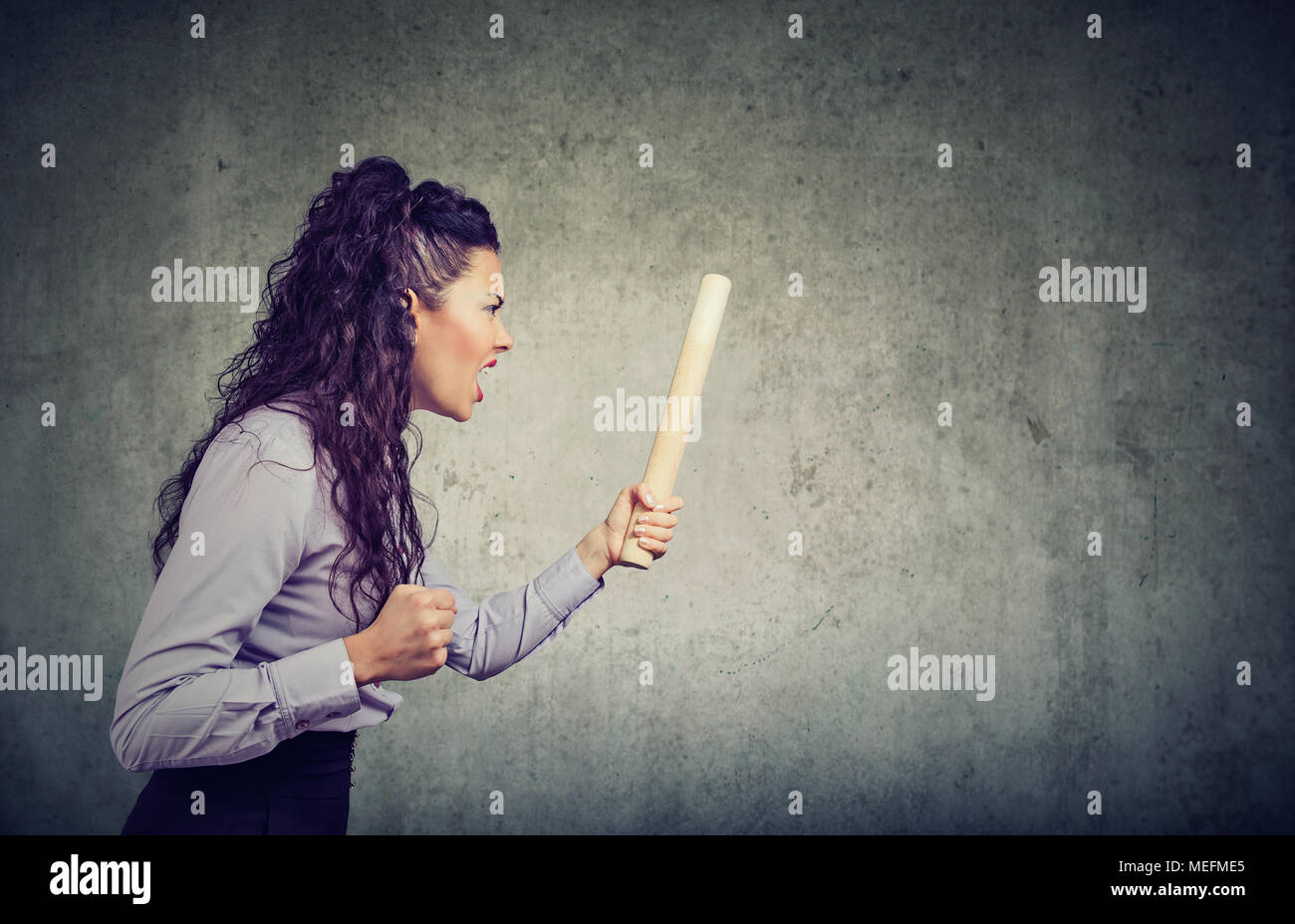Angry woman rolling pin hi-res stock photography and images - Alamy