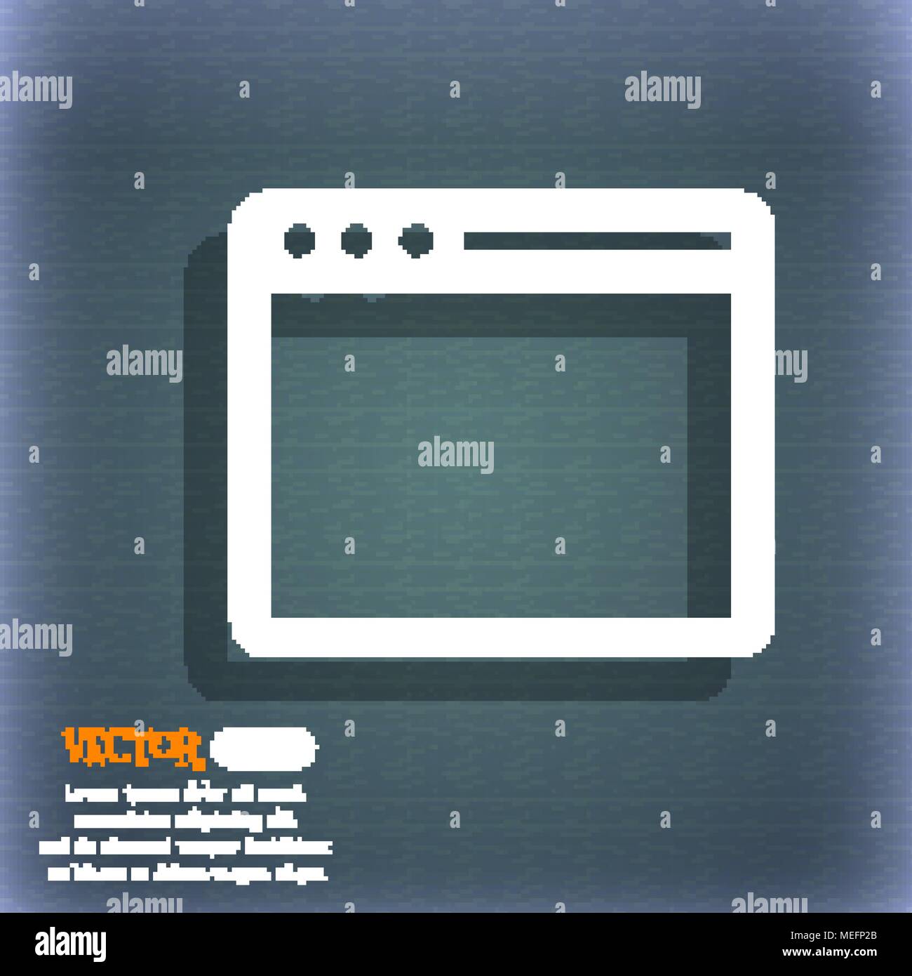 Simple Browser window icon. On the blue-green abstract background with ...