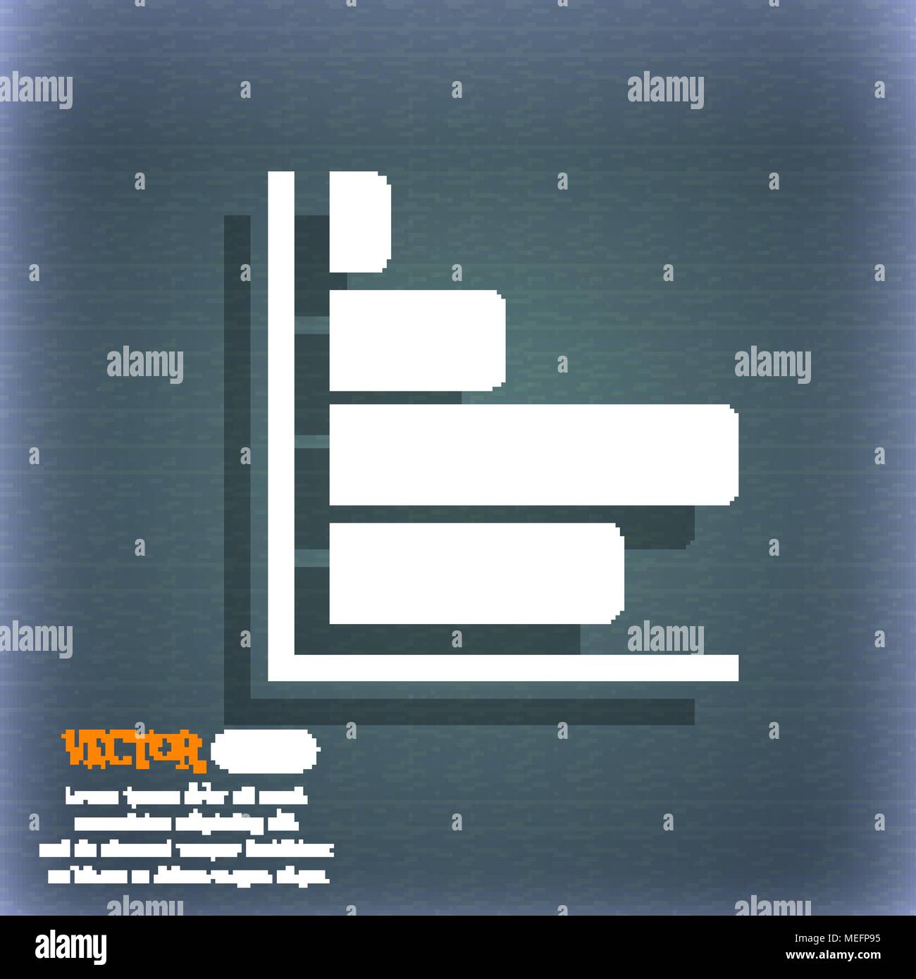 Infographic icon. On the blue-green abstract background with shadow and ...