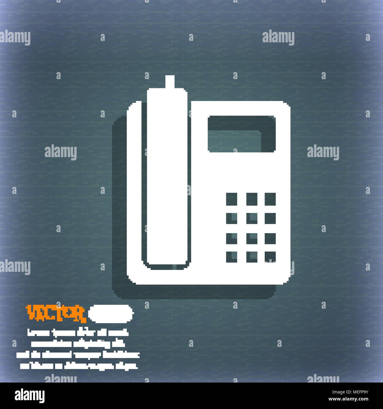 home phone icon. On the blue-green abstract background with shadow and ...