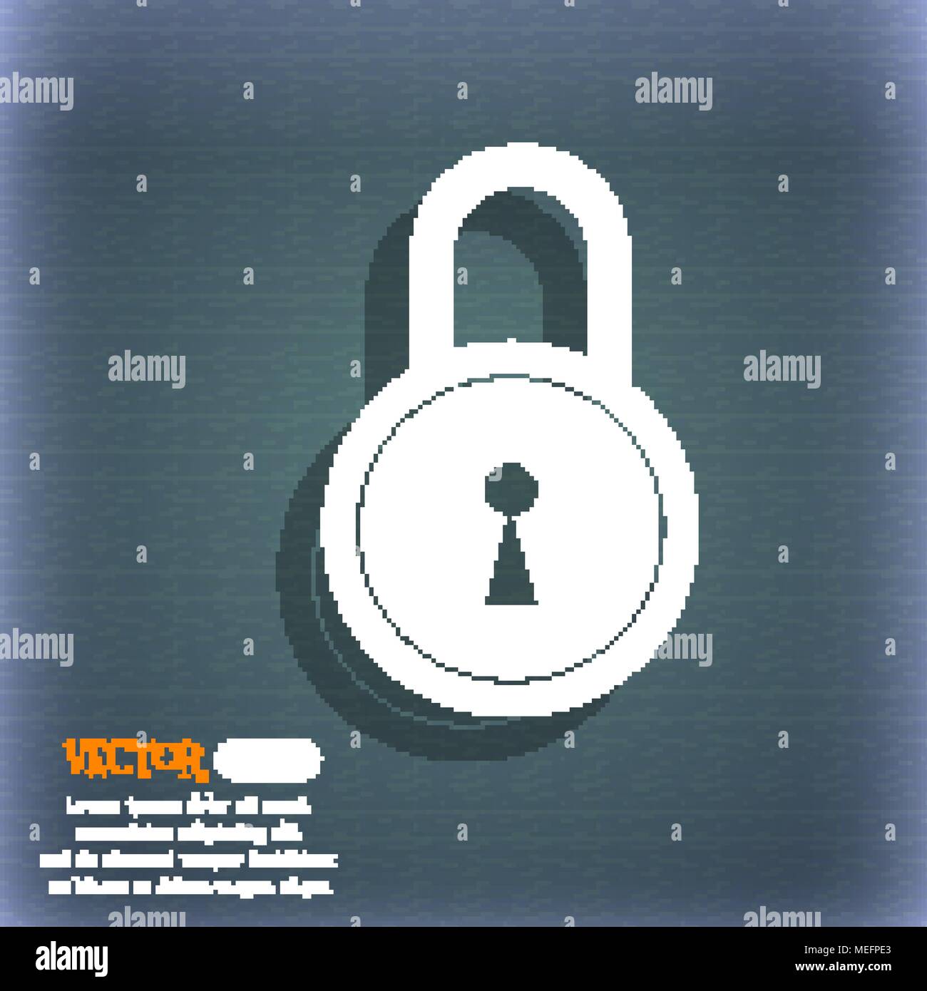 closed lock icon. On the blue-green abstract background with shadow and ...