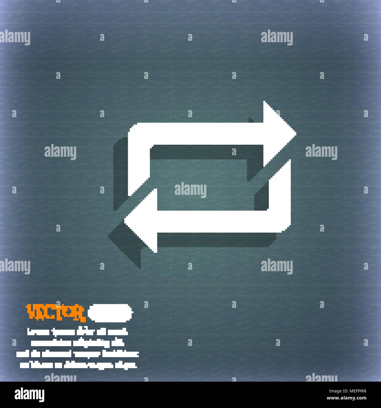 repeat icon. On the blue-green abstract background with shadow and ...